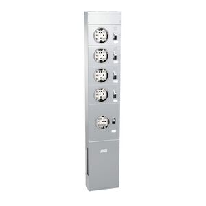 Meter Center, 125 A, 200 A, 240 V, 1, 3 Phase, 5 Jaws, 79.8 in. H, 14-1 ...