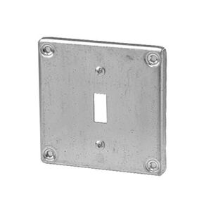 Box Surface Cover, Steel, Silver, Square, 1-Toggle Switch