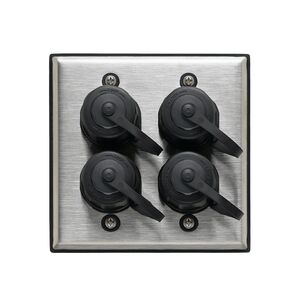 4PORT INDUSTRIAL OUTLET KIT DUAL GANG - STAINLESS STEEL