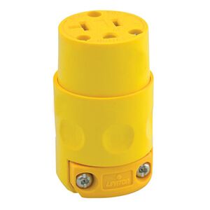 Connector, Straight Blade; 20A; 125V; 2 Pole; 3 Wire; Yellow; NEMA 5-20R